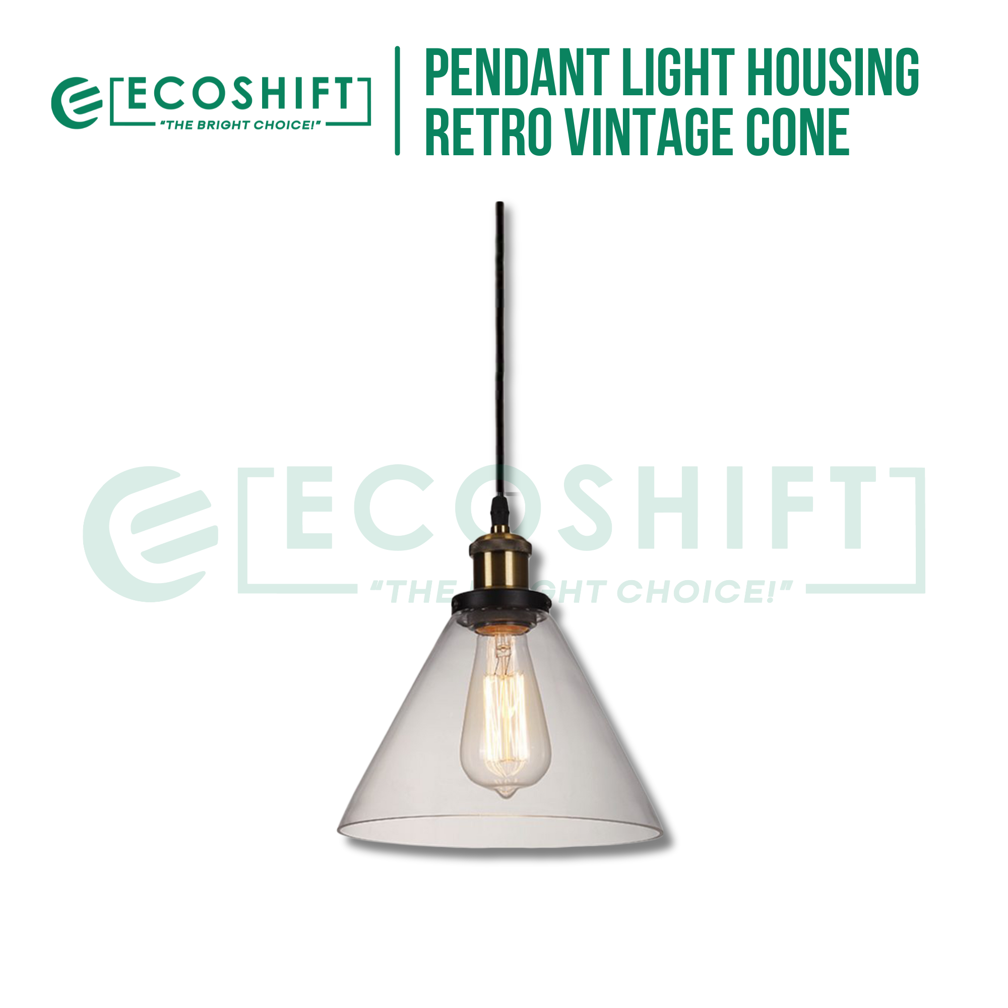 Ecoshift Pendant Light Housing Retro Glass Vintage Cone | Lazada PH