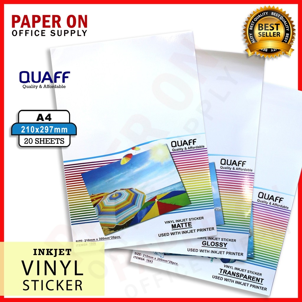 QUAFF Vinyl Sticker (Glossy/matte/Transparent) A4 size NOT waterproof ...