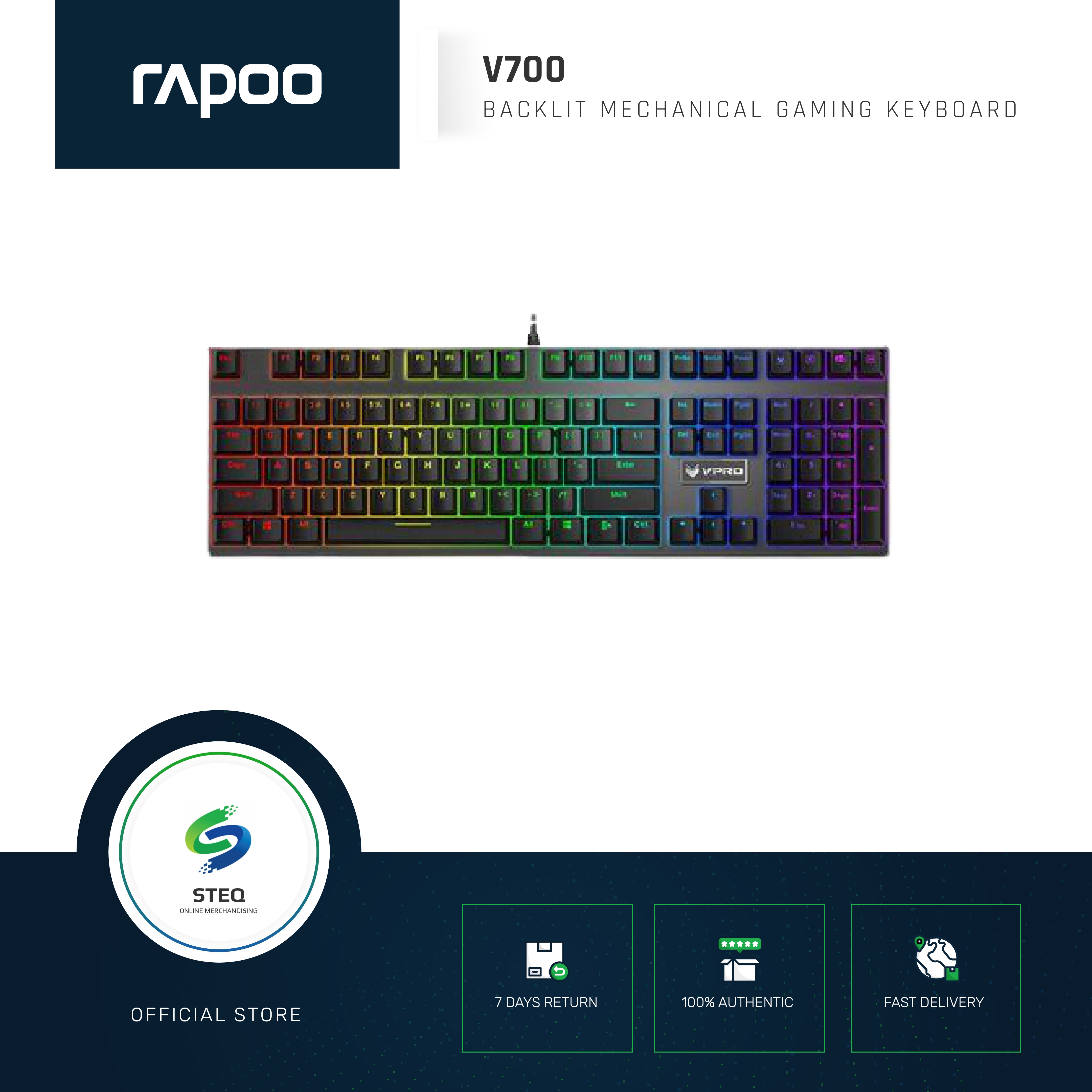 STEQ RAPOO V700 RGB Alloy Backlit Mechanical Gaming Keyboard | Lazada PH