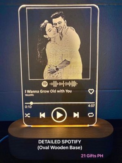 Wooden Oval Customized LED Lamp Personal Picture Spotify Starmap Table ...