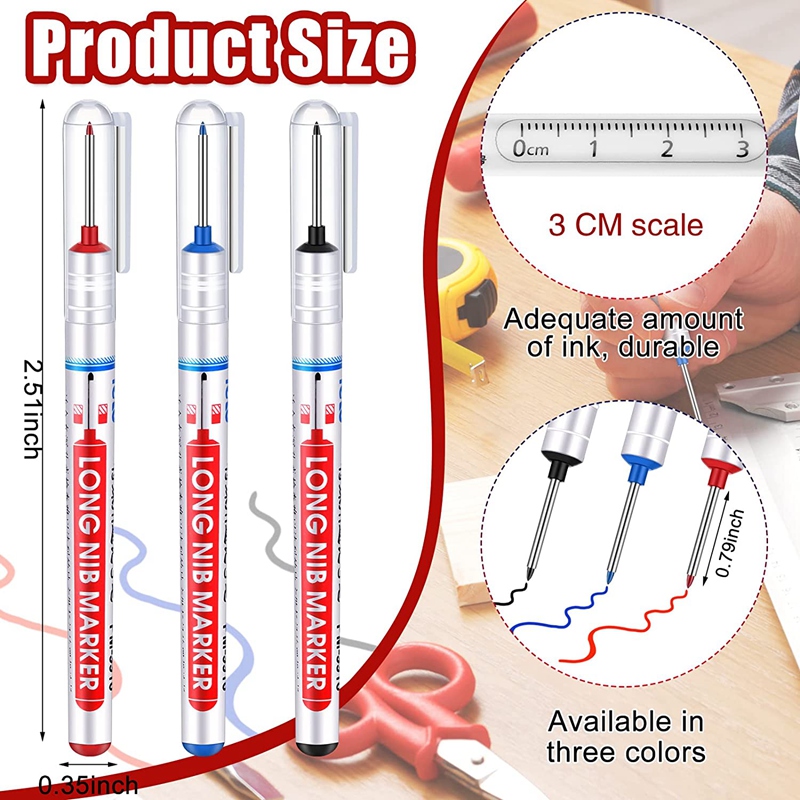 8 Multi-Purpose Deep Hole Marker Pens Long Nosed Marker Deep Drill Hole ...