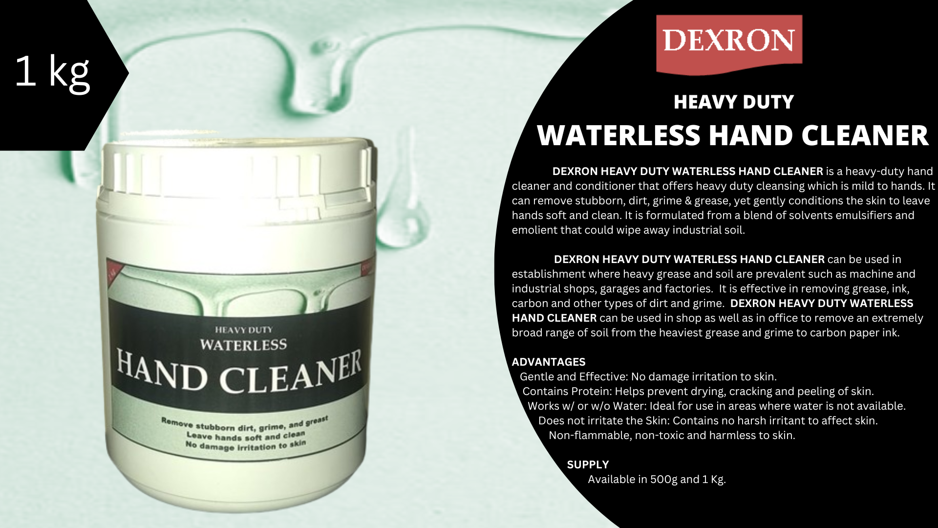 DEXRON HEAVY DUTY WATERLESS HAND CLEANER (1kg) | Lazada PH