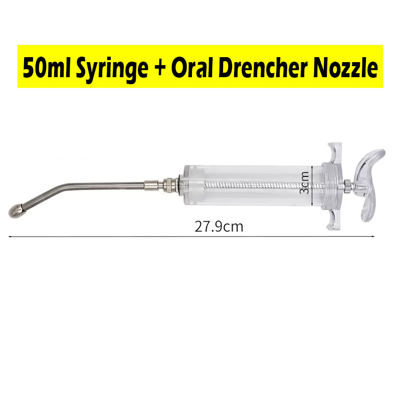 30/50/100ML Fiber glass syringe Heavy duty injector + Oral drencher ...