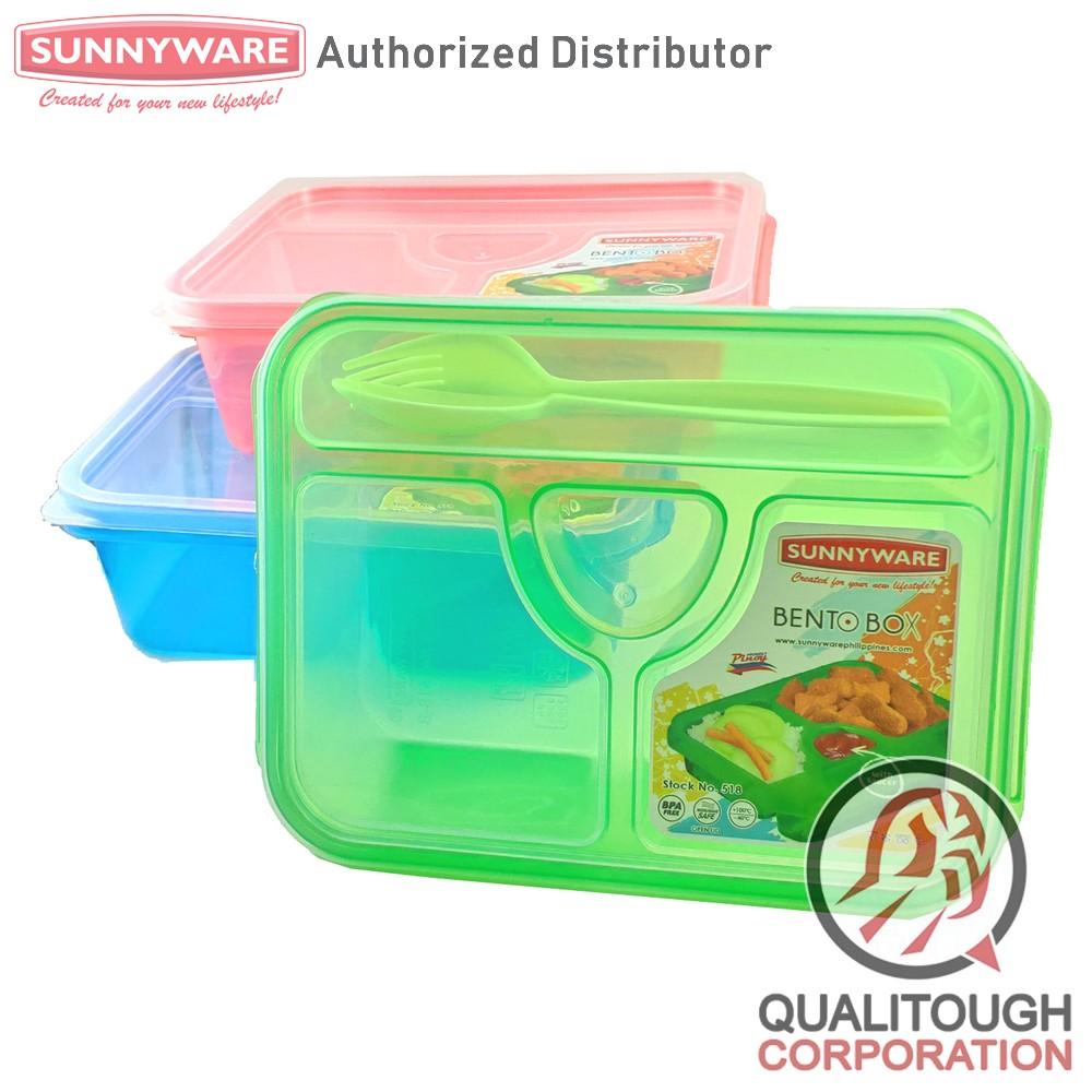 Sunnyware 518-BIG Bento Box w/ Sauce Pocket & Spoon & Fork ...