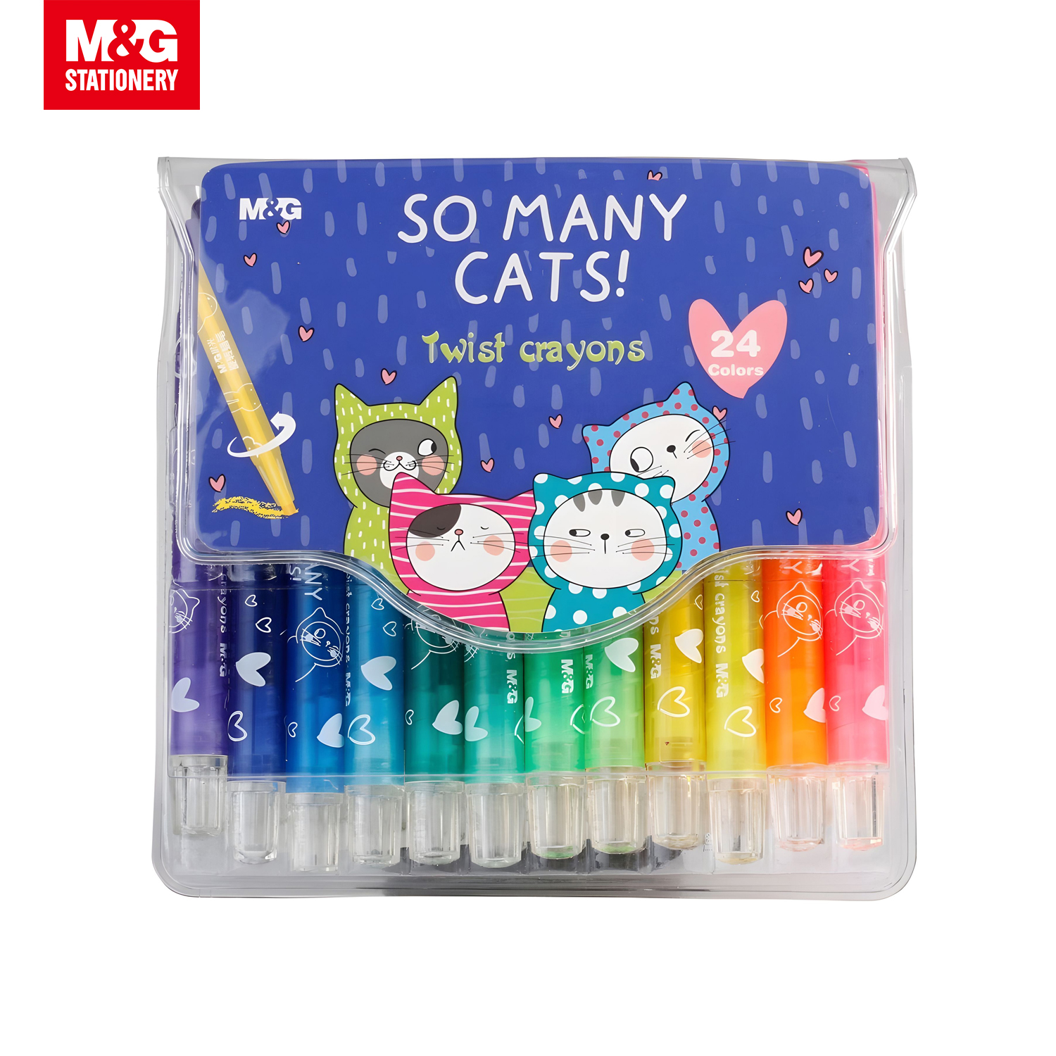 M&G "So Many Cats" Twistable Crayon 24 Colors PVC Bag Package | Lazada PH