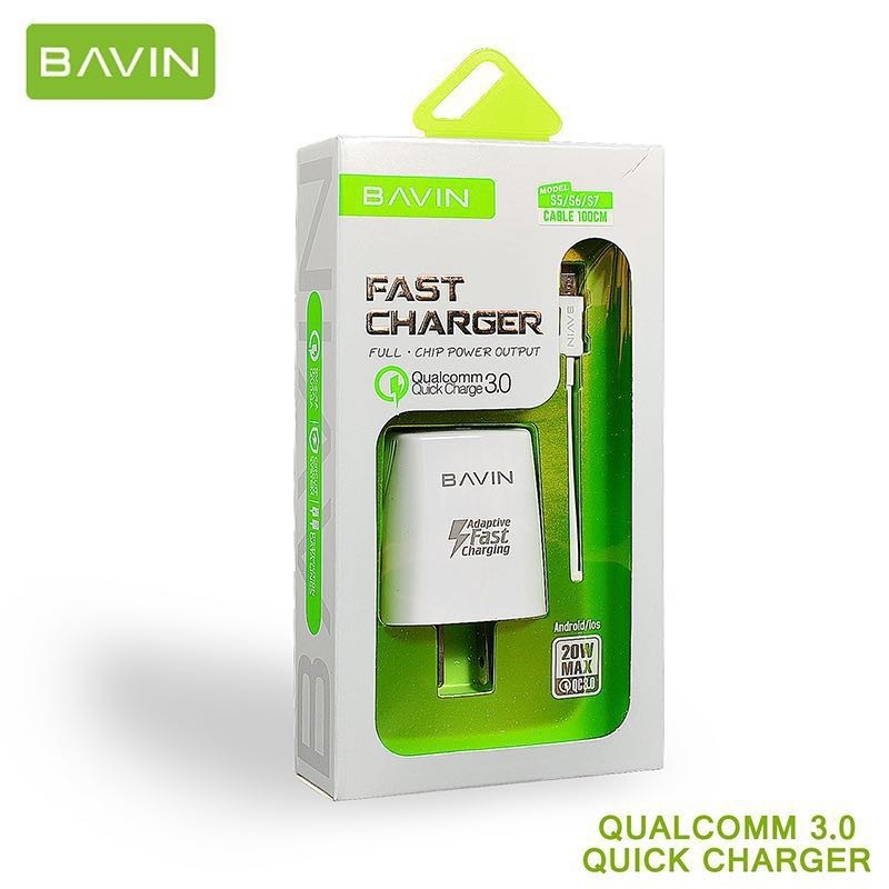 Bavin Qualcomm 3.0 Fast Charger 20W w/ 1 meter charging cable PC586 for ...