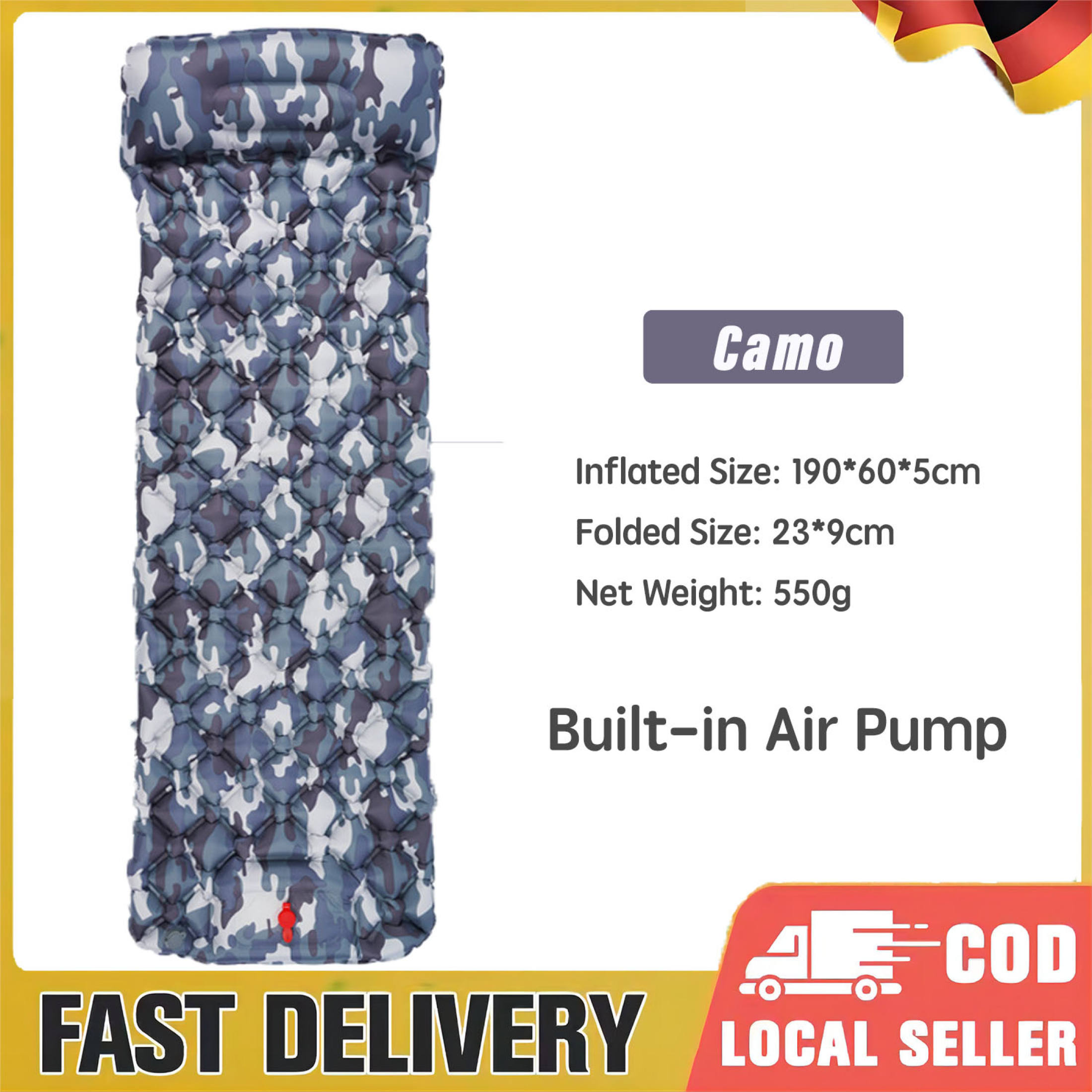 Air Mattresses Portable Inflatable Bed with Pillow Folding Camping Bed Single Connector Outdoor ...