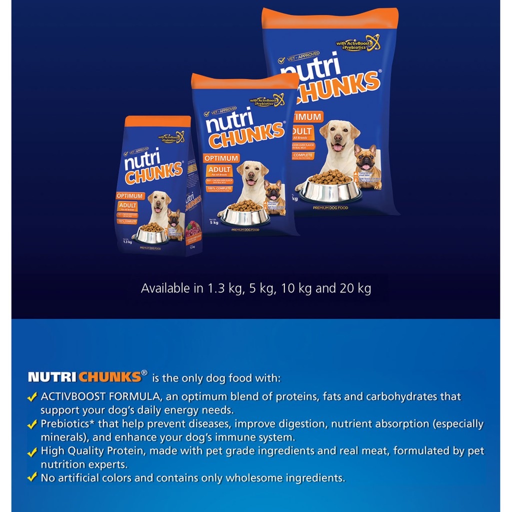 The new 2022 Nutri Chunks Optimum Adult Beef 1.3kg | Lazada PH
