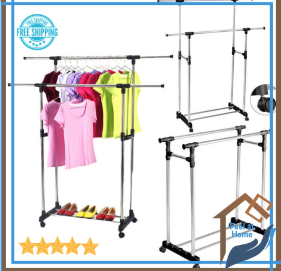 Indoor Double Pole telescopic Clothes Rack | Lazada PH