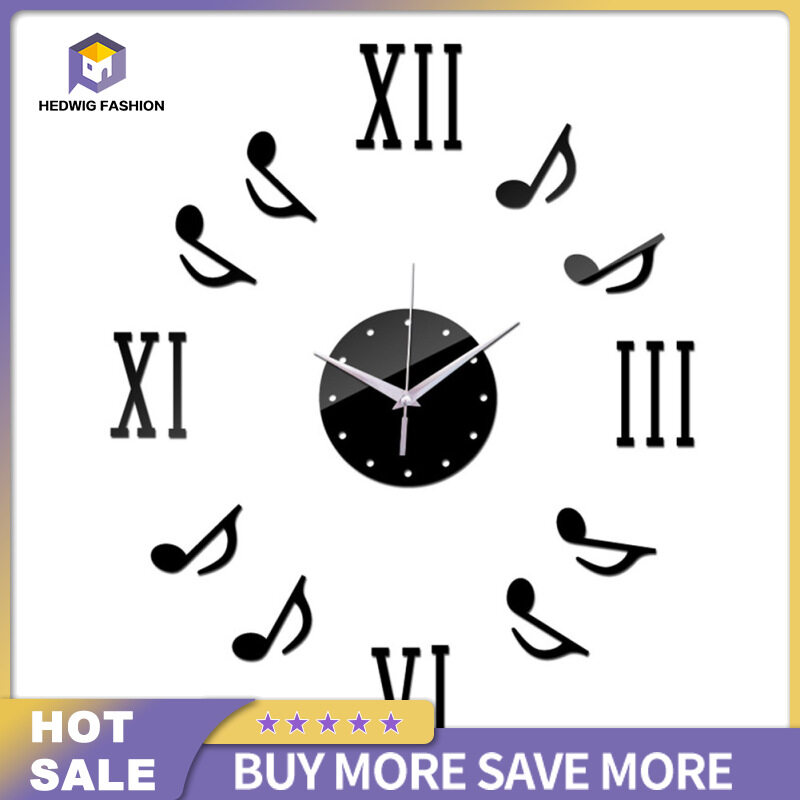 [COD]HED【In stock】Modern 3D Music Note Mirror Surface Wall Clock Art ...