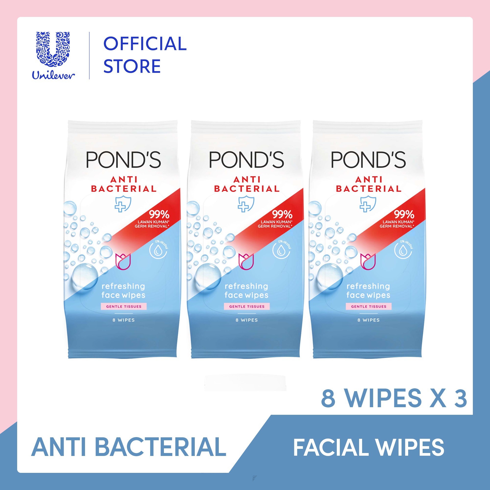 Pond's Antibacterial Cleansing Wipes x3 | Lazada PH