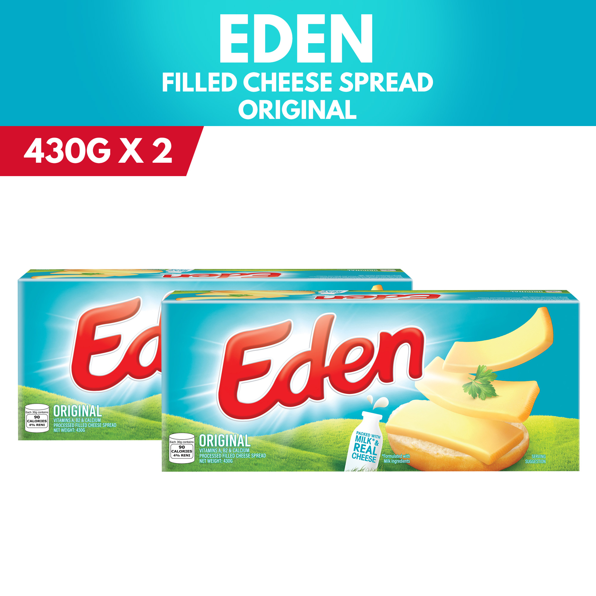 Eden Filled Cheese - Original Flavor, Creamy Taste, With Real Milk and Cheese [430g x2] | Lazada PH