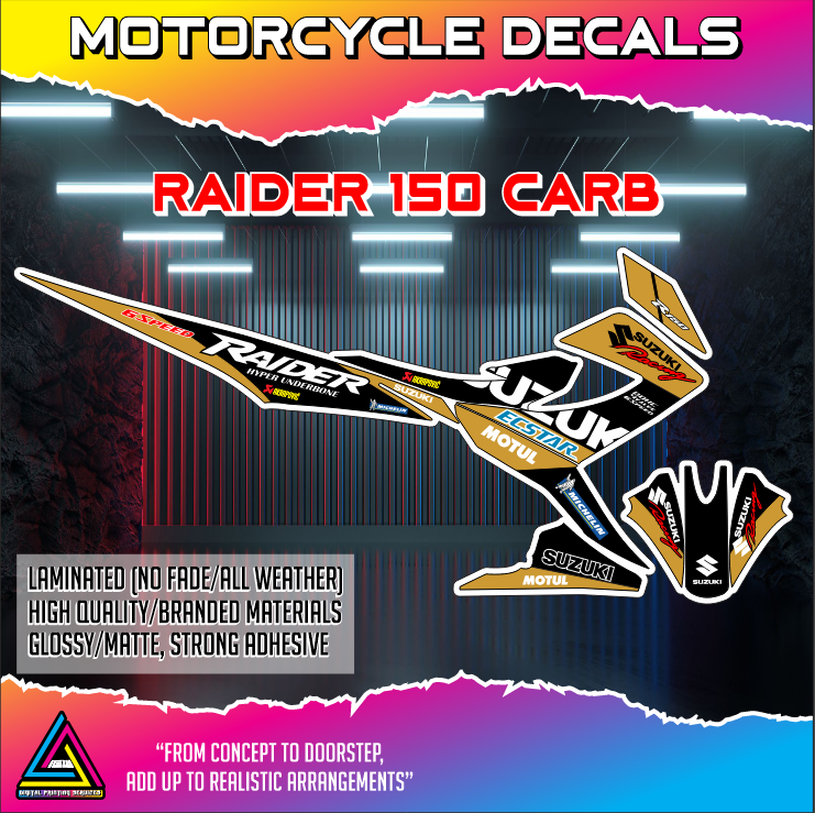 Suzuki Raider 150 Carb Reborn Full Body Decals Waterproof Laminated No ...