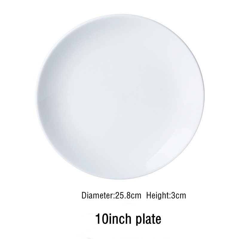 Ceramic Tableware Hotel Restaurant Cafe Pure White Dinner Plate Salad ...