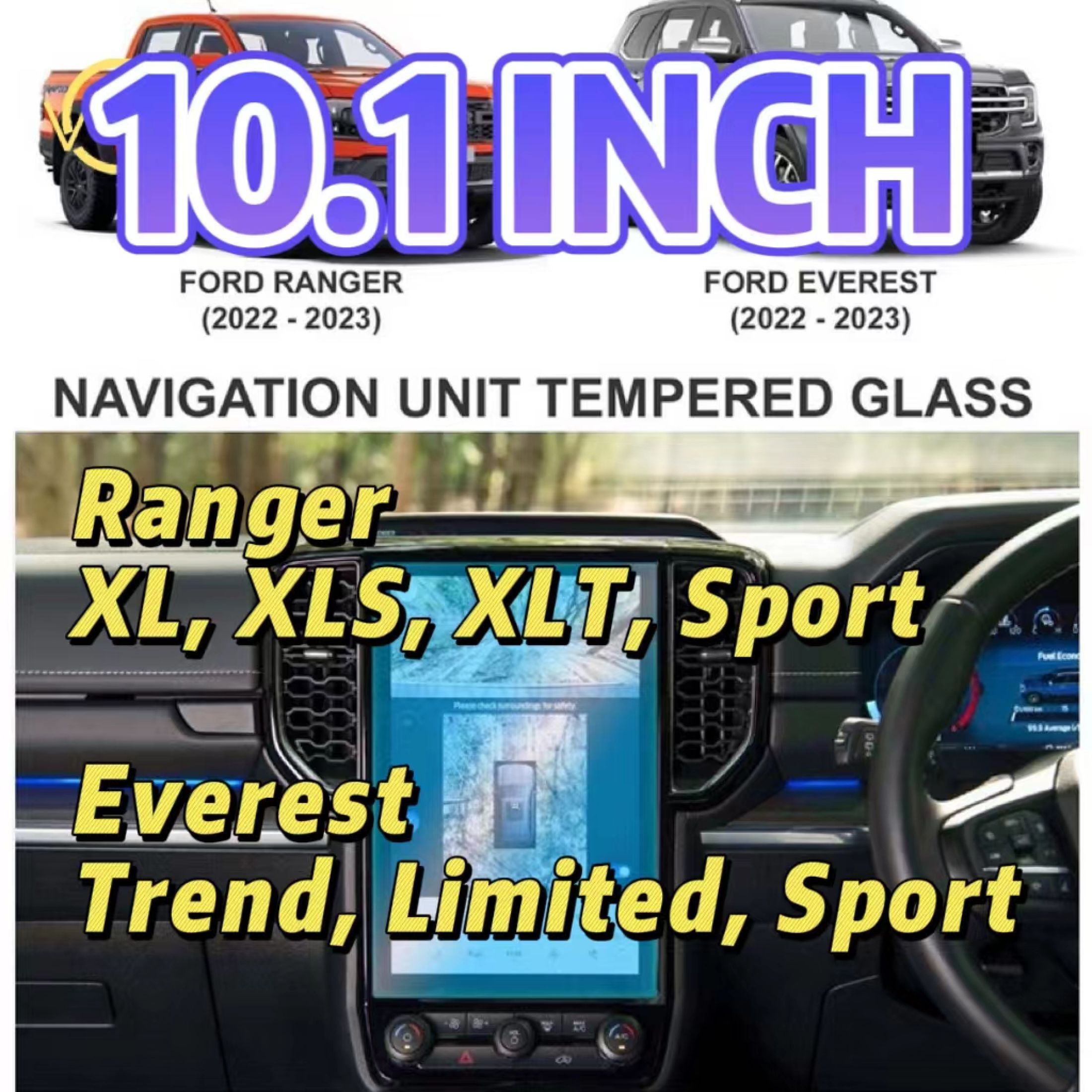 Tempered Glass Screen Protector for Next Gen Ford Ranger Raptor Everest ...