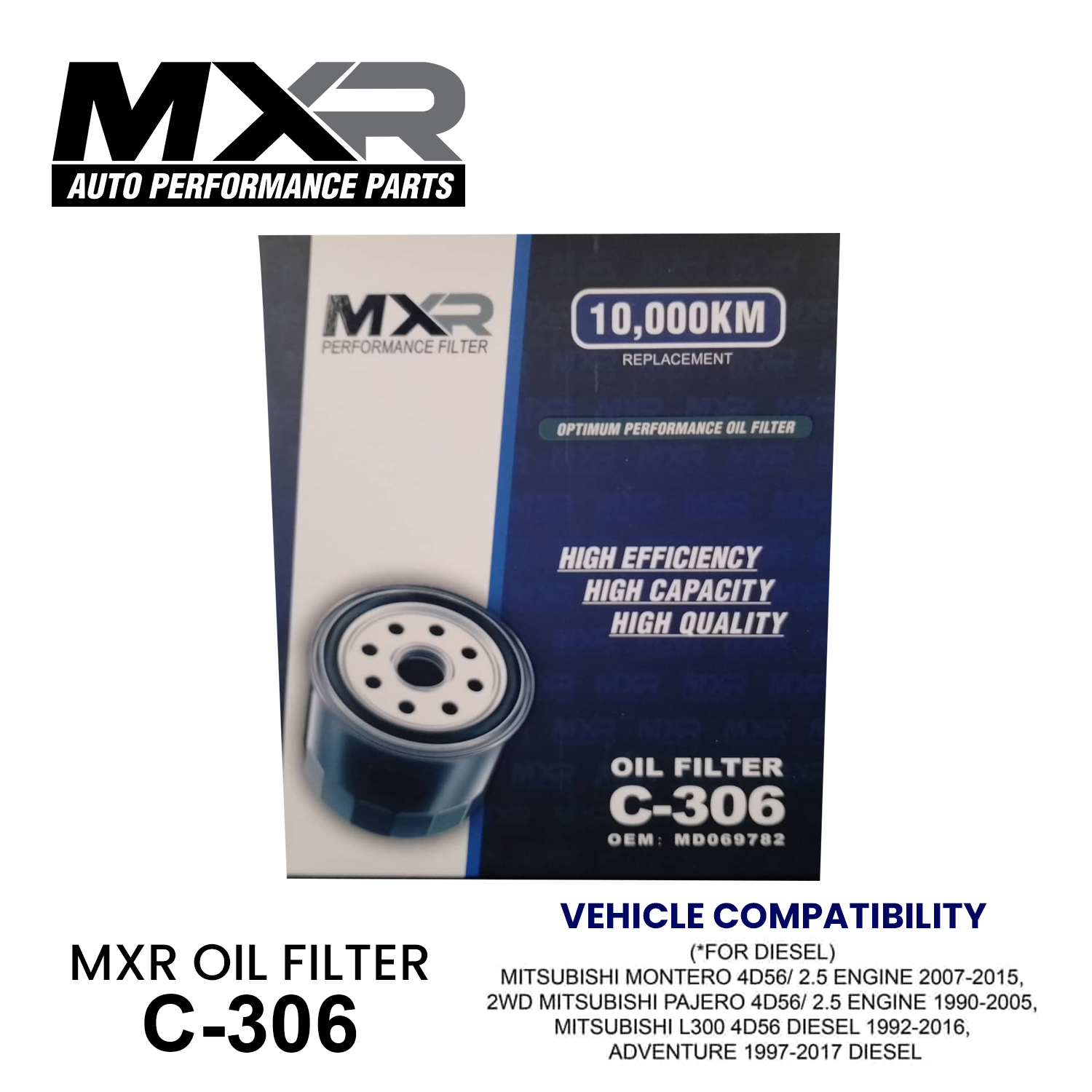 MXR OIL FILTER FOR MITSUBISHI L300 4D56 DIESEL 1992-2016 (C-306 ...