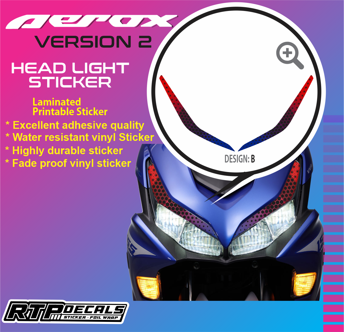 Yamaha Aerox V2 Headlight Sticker Film Available all Design | Lazada PH
