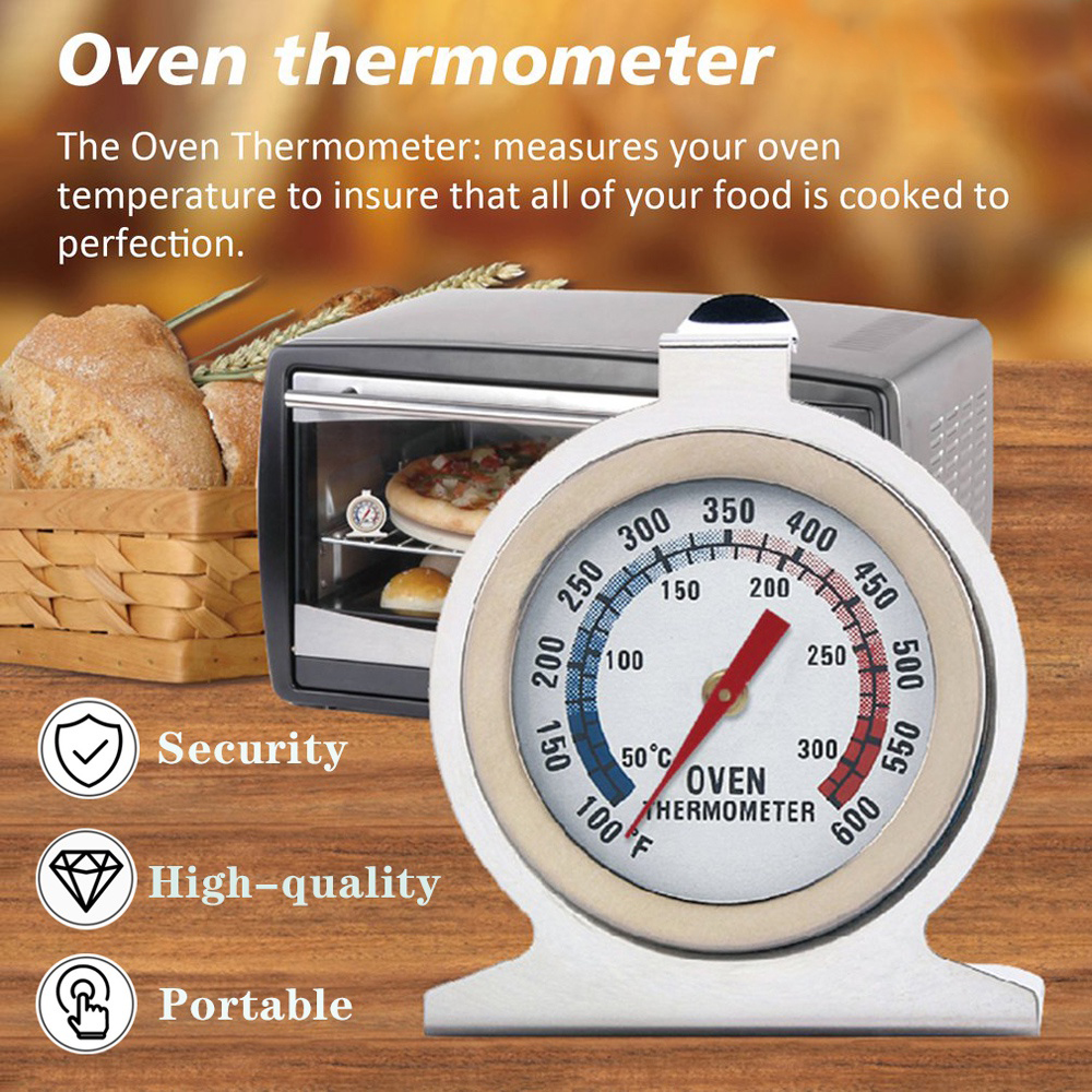 Oven Thermometer Stainless Steel Dial Monitoring Temperature Gauge For ...