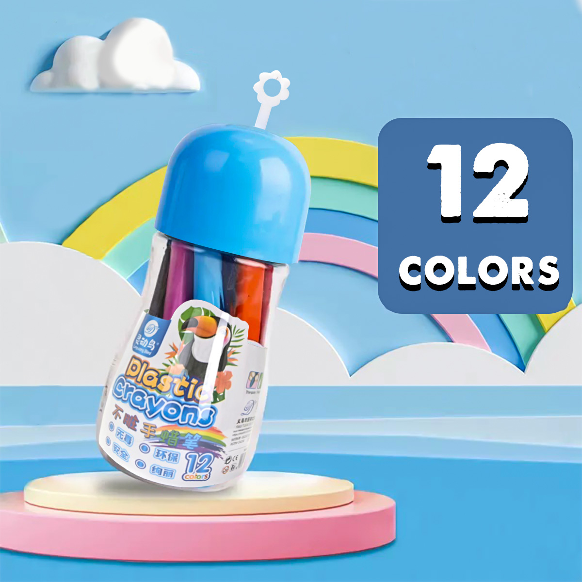 12/24/36 Colors Plastic Crayons for Kids Washable Crayons Painting Kit ...