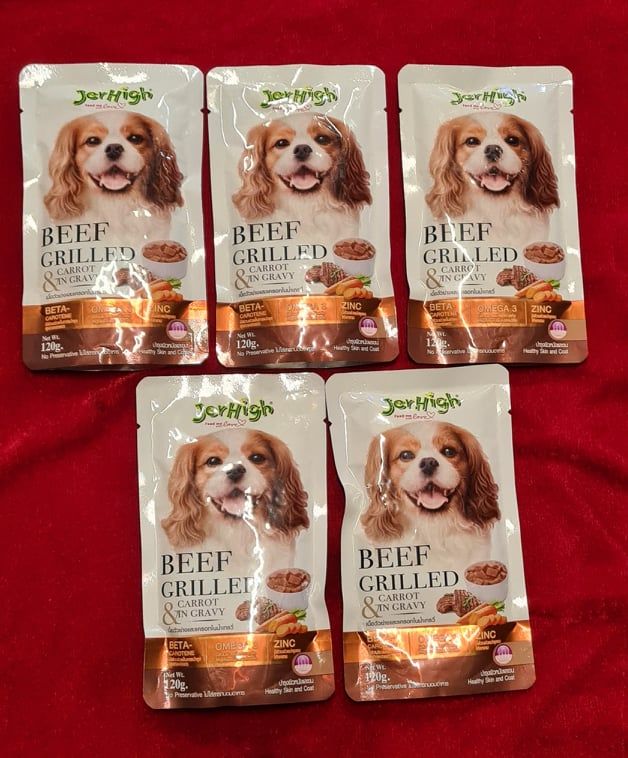 JERHIGH WET FOOD POUCH beef grilled 120g. set of 5pcs. | Lazada PH
