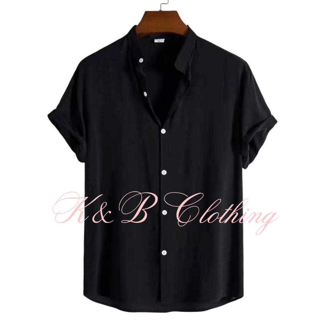 Chinese Collar Polo Full Button Plain Short-Sleeve Party Polo For Men ...