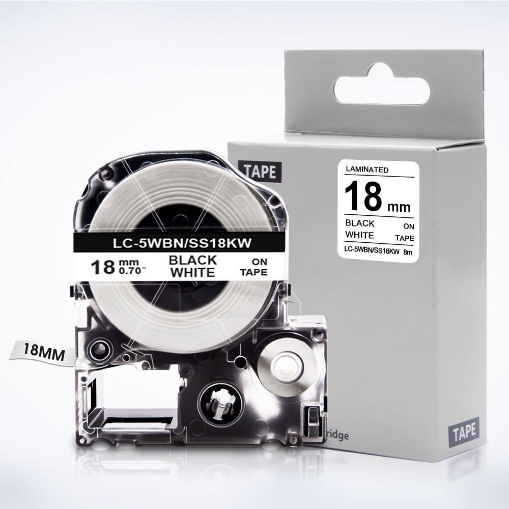 Black on White SS18KW LC-5WBN 3/4"(18mm) Label Tape for Epson King Jim ...