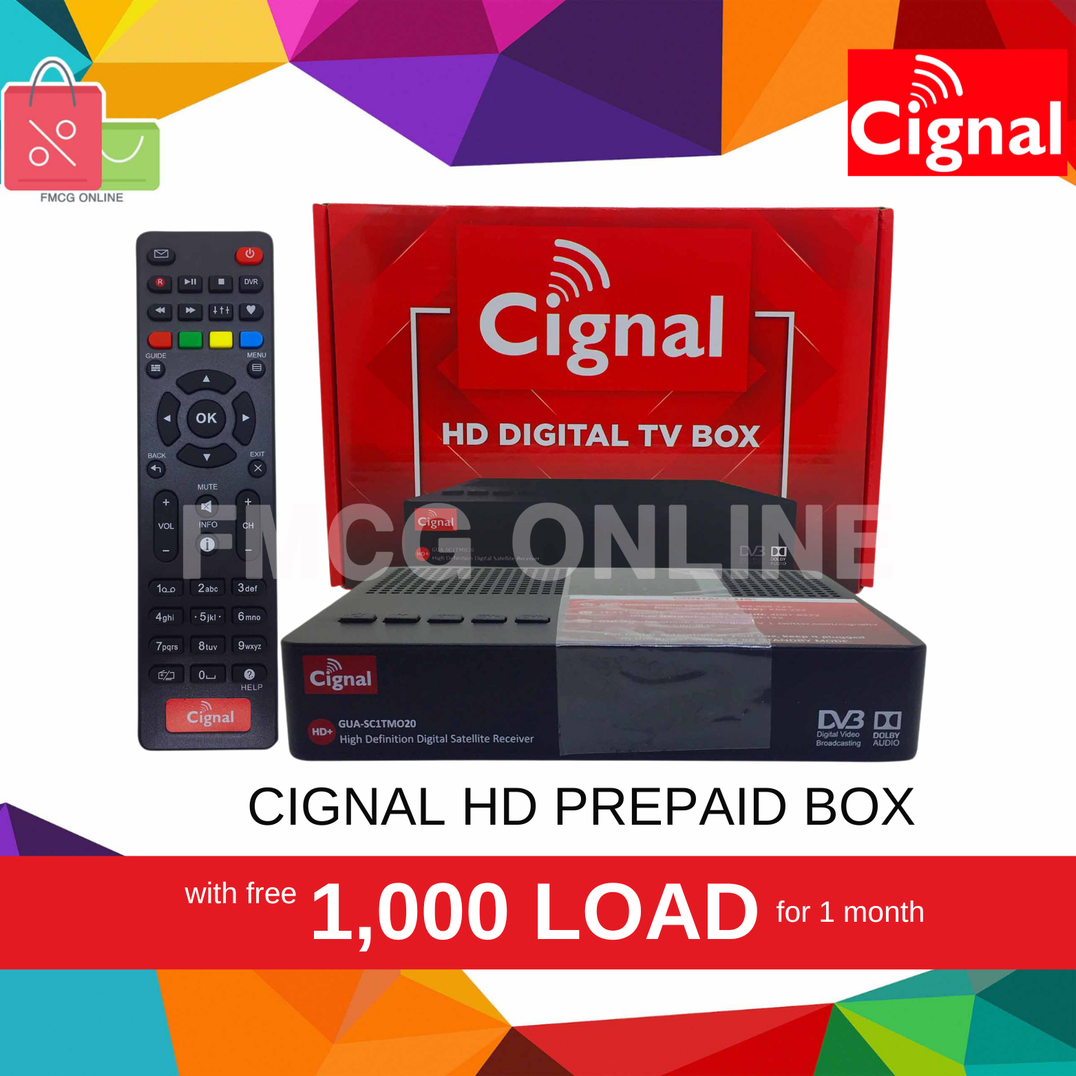 Cignal Prepaid HD Box with FREE 1,000 LOAD for 1 month (Needs Satellite ...