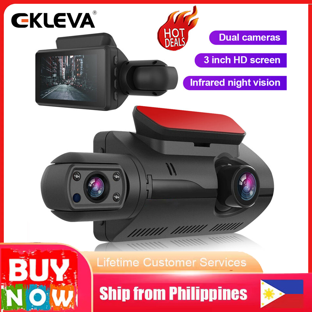 EKLEVA Mini Car Front Camera DVR Video Recorder 3-Inch IPS Screen 2 In ...