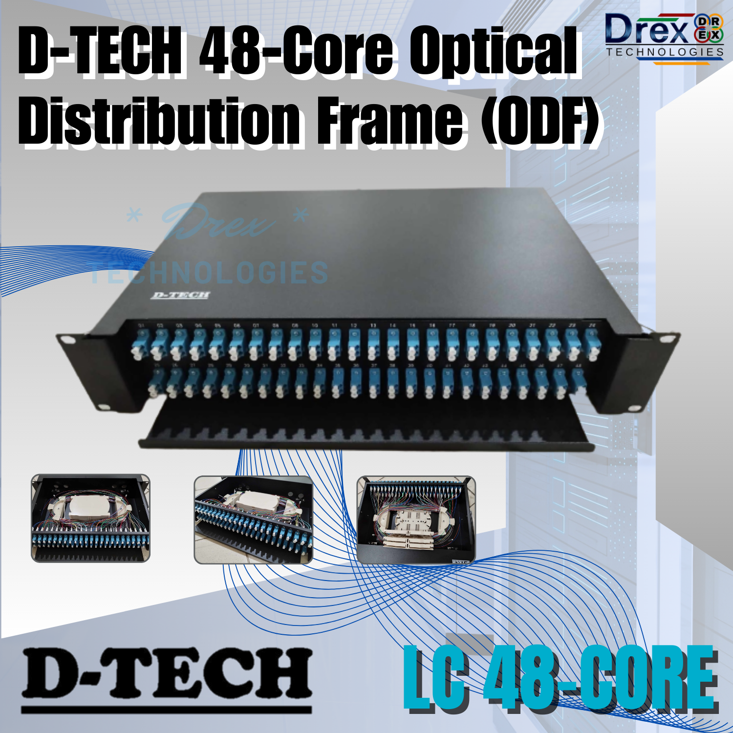D-TECH LC ODF-48 Optical Distribution Frame 48 Core With 96pcs LC/UPC ...