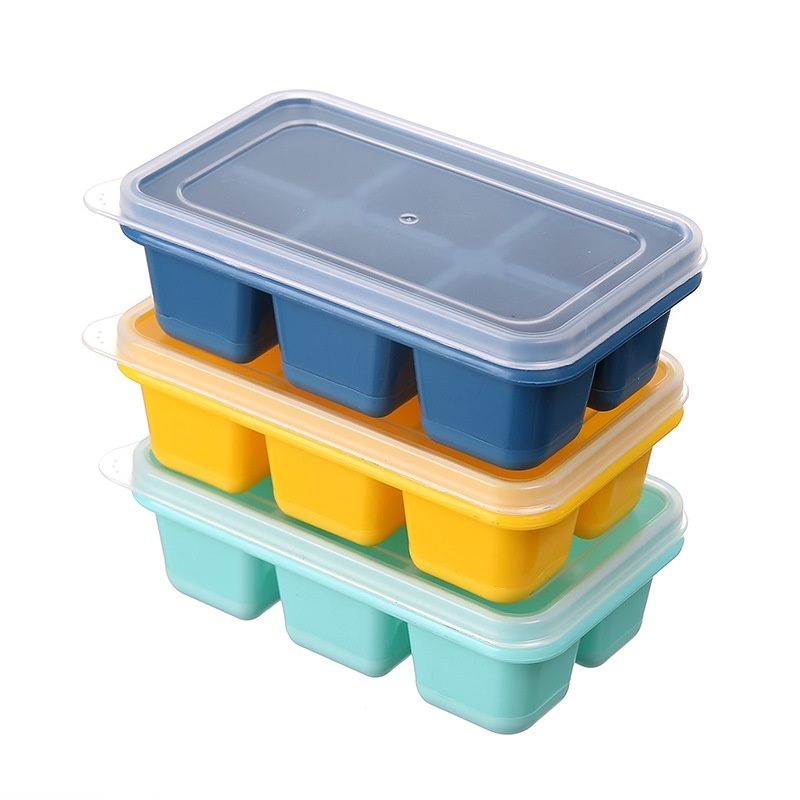 【In stock】 MGL [3PCS] 6 Grids Silicone Ice Cube Tray With Cover Soft ...