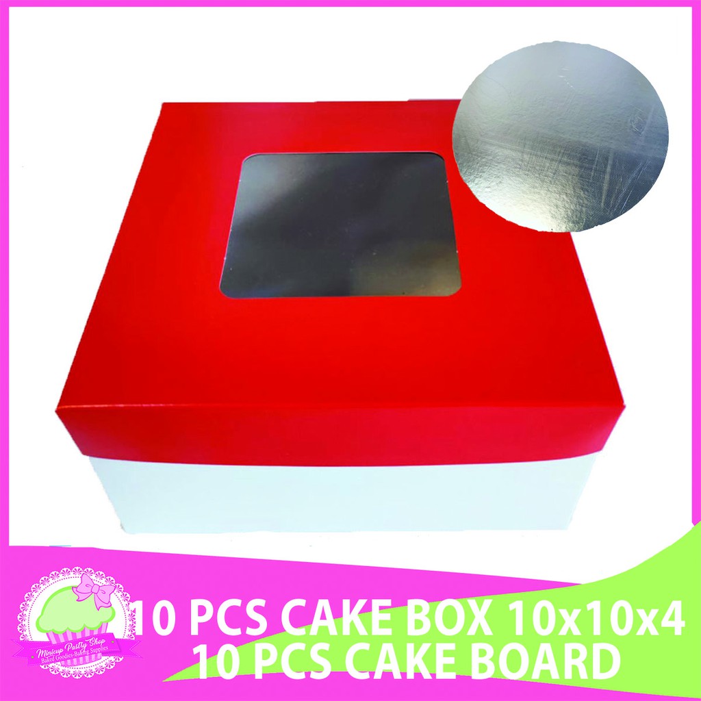 MPS | 10 Sets Cake Box 10x10x4 - 10x10x5 with Cake Board - Pastry Box♂ ...