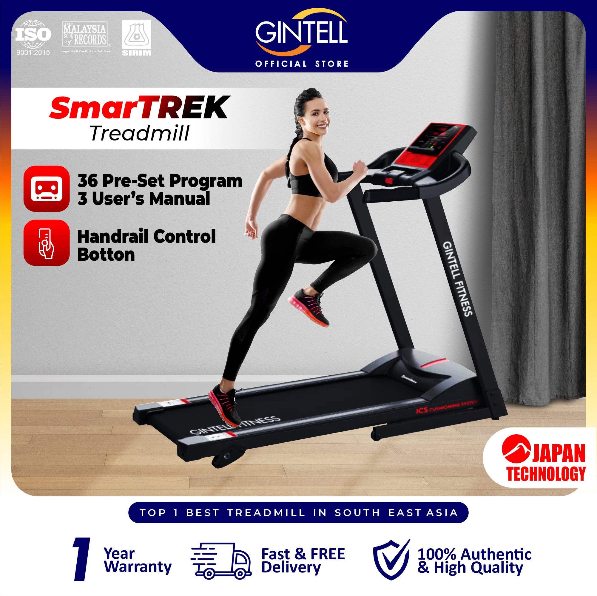 【SUPER MEGA SALE】GINTELL SmarTREK Treadmill Fitness Equipment ...