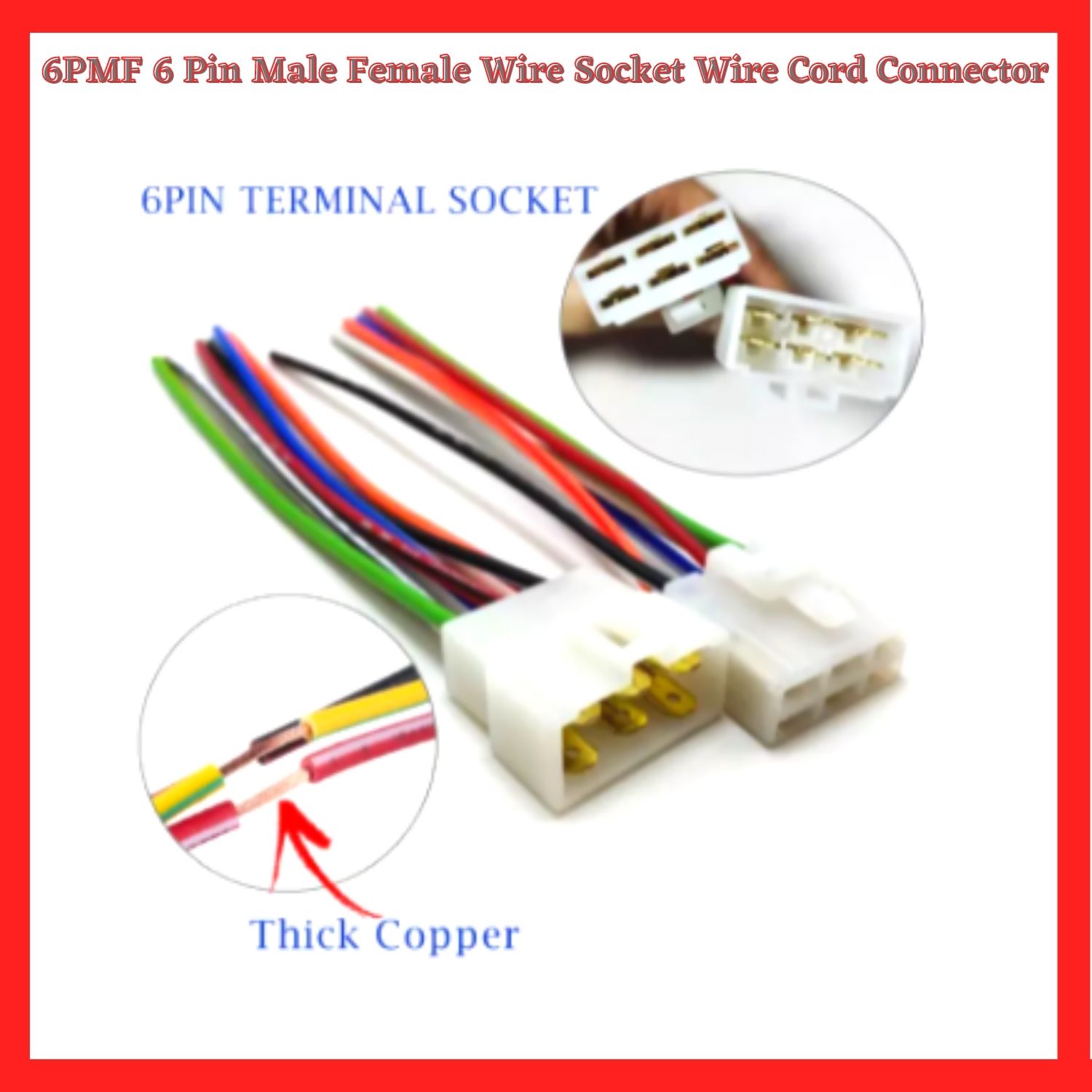 6PMF 6 Pin Male Female Wire Socket Wire Cord Connector Plug Socket with ...