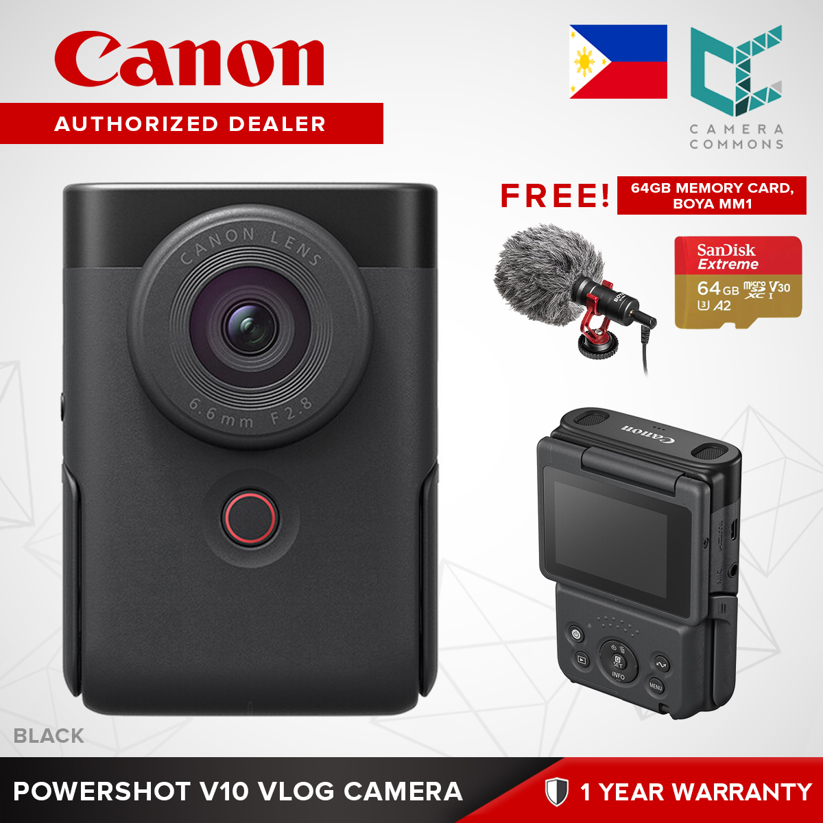 Canon PowerShot V10 Vlog Camera 19mm Wide Angle Digital Compact ...