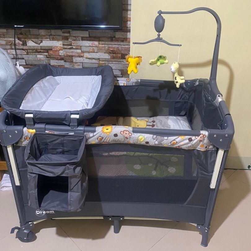 Dream Cradle and Tiny Gears Co-Sleeper Playpen Crib with Musical Toys ...