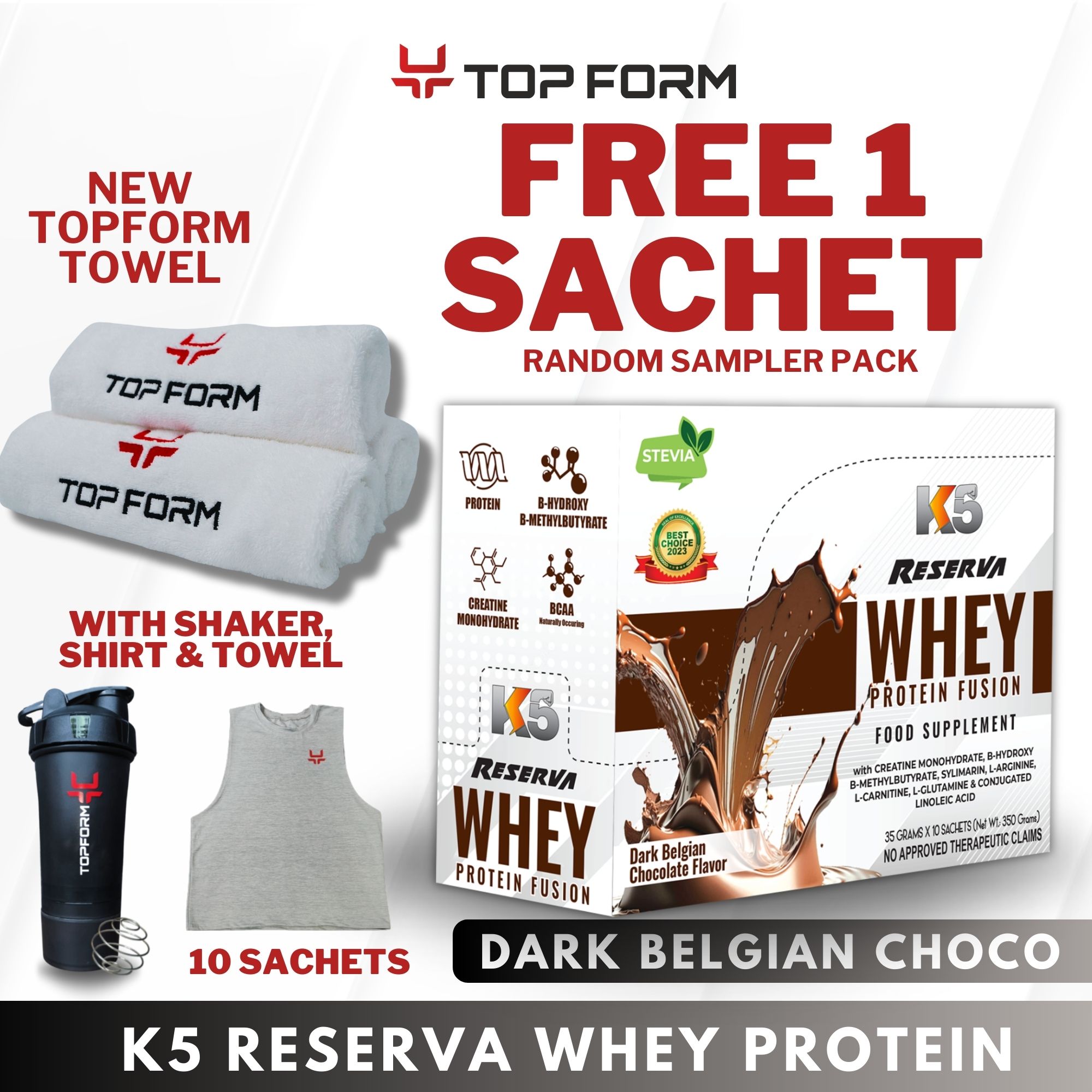 K5 Reserva Whey Protein Fusion 10 Sachets - 350g with Creatine and BCAA ...