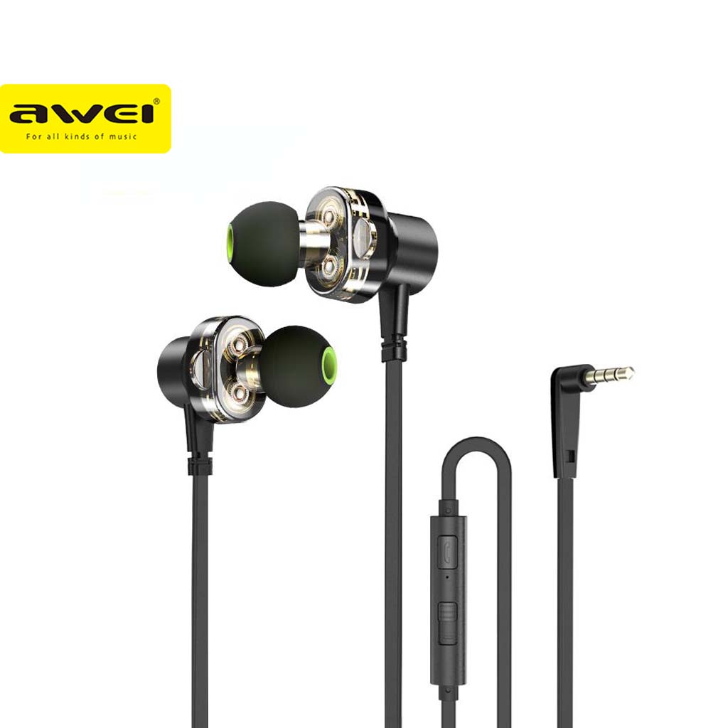 Awei Z1 In-Ear Wire Sports Dual Dynamic Drives Earphone Headphone ...