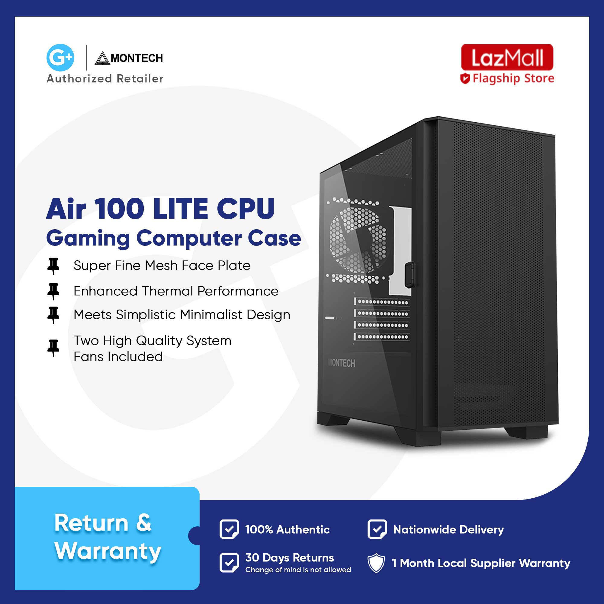 Montech Air Series Air 100 Lite Mesh Front Micro ATX 120mm RGB Fan ...