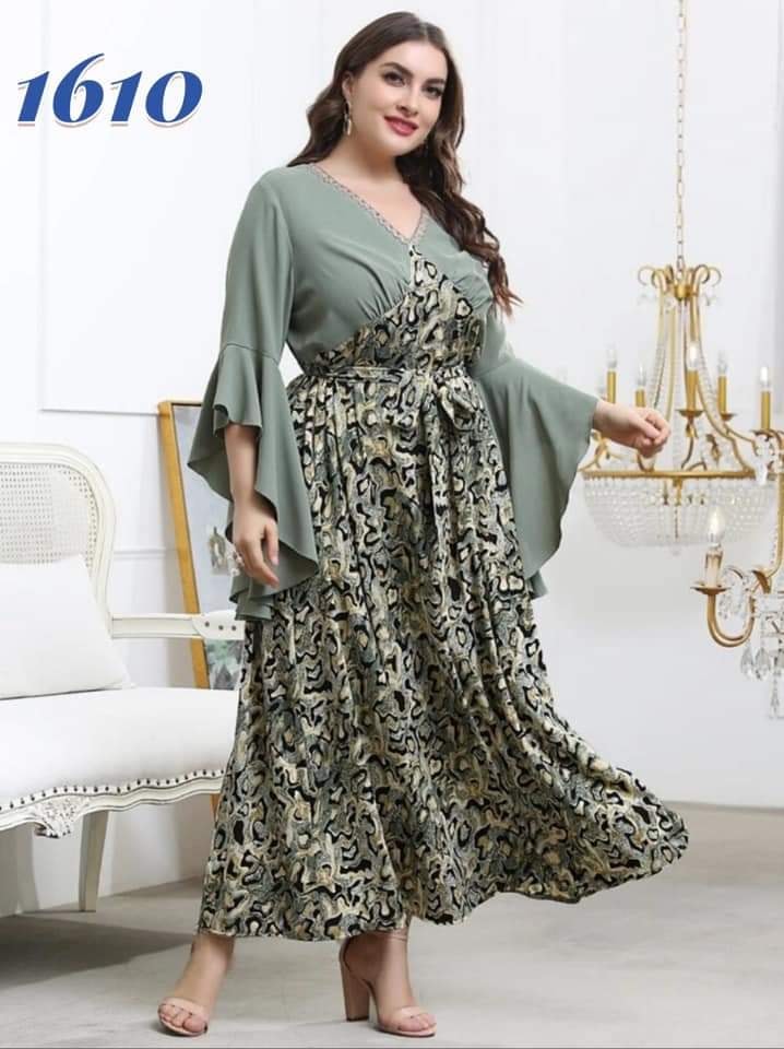 PLUS SIZE SAGE GREEN PRINT DRESS SARK SAGE GREEN DRESS/ FORMAL DRESS ...