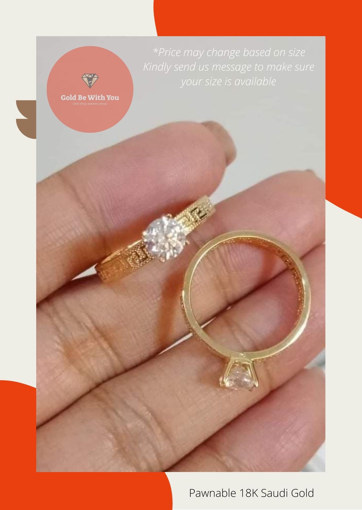 Pawnable 18k Saudi gold Fendi Stone Ring | Lazada PH