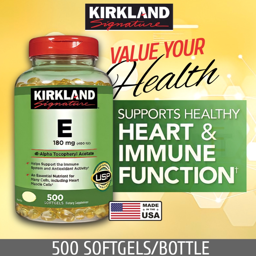 Vitamin E with Collage Kirkland Signature 180mg 400.i.u 500 Softgel ...