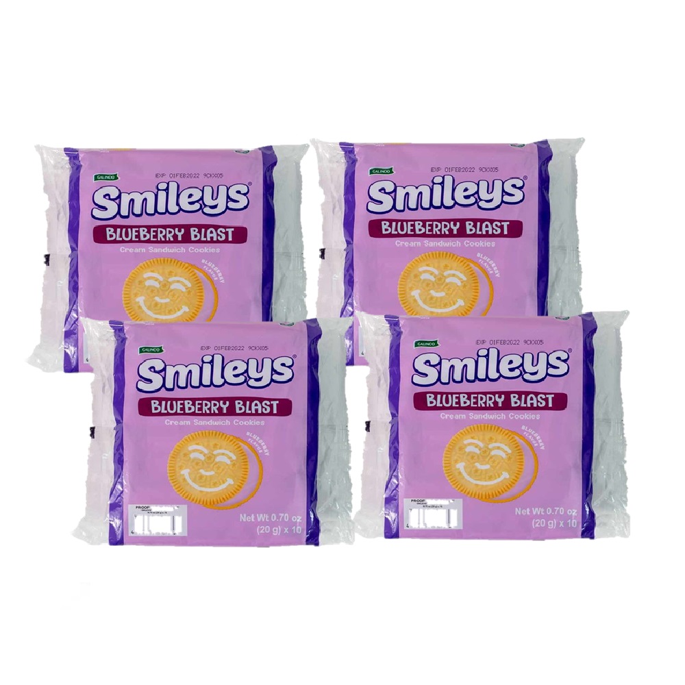 Smileys Blueberry Blast Cream Sandwich Cookies 20g x 10 - Pack of 4 ...