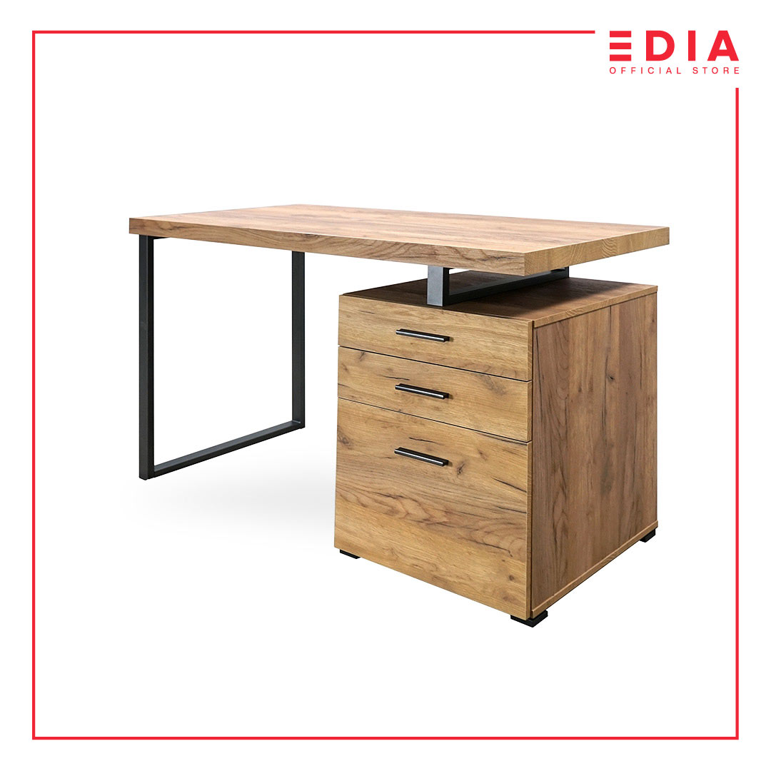 EDIA Angeli Desk Golden Oak: Office Table/Desk with 1 Drawer, Legs in ...