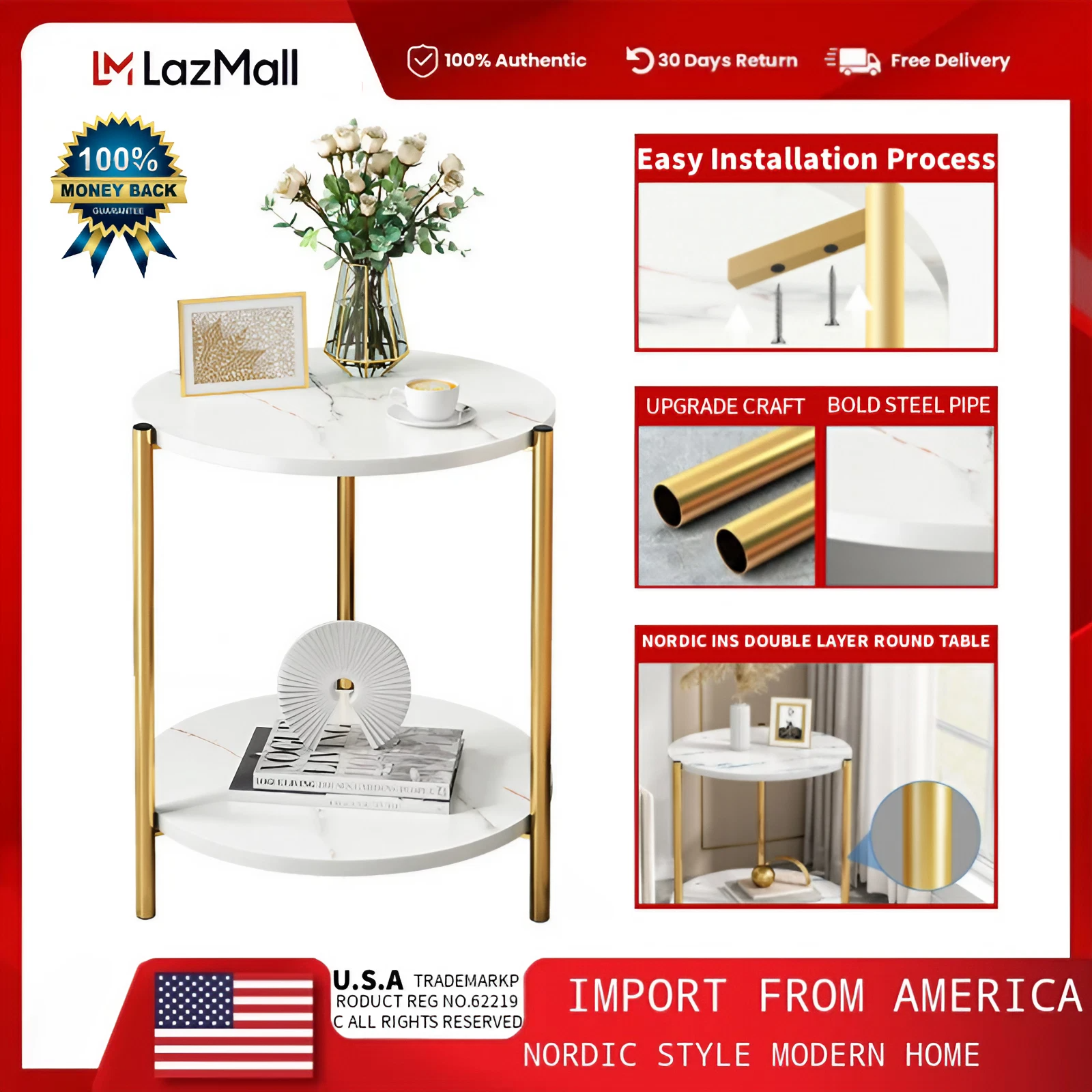 EBM MALL AMERICAN ORIGINAL IMPORTED NORDIC STYLE SMALL ROUND TABLE ...