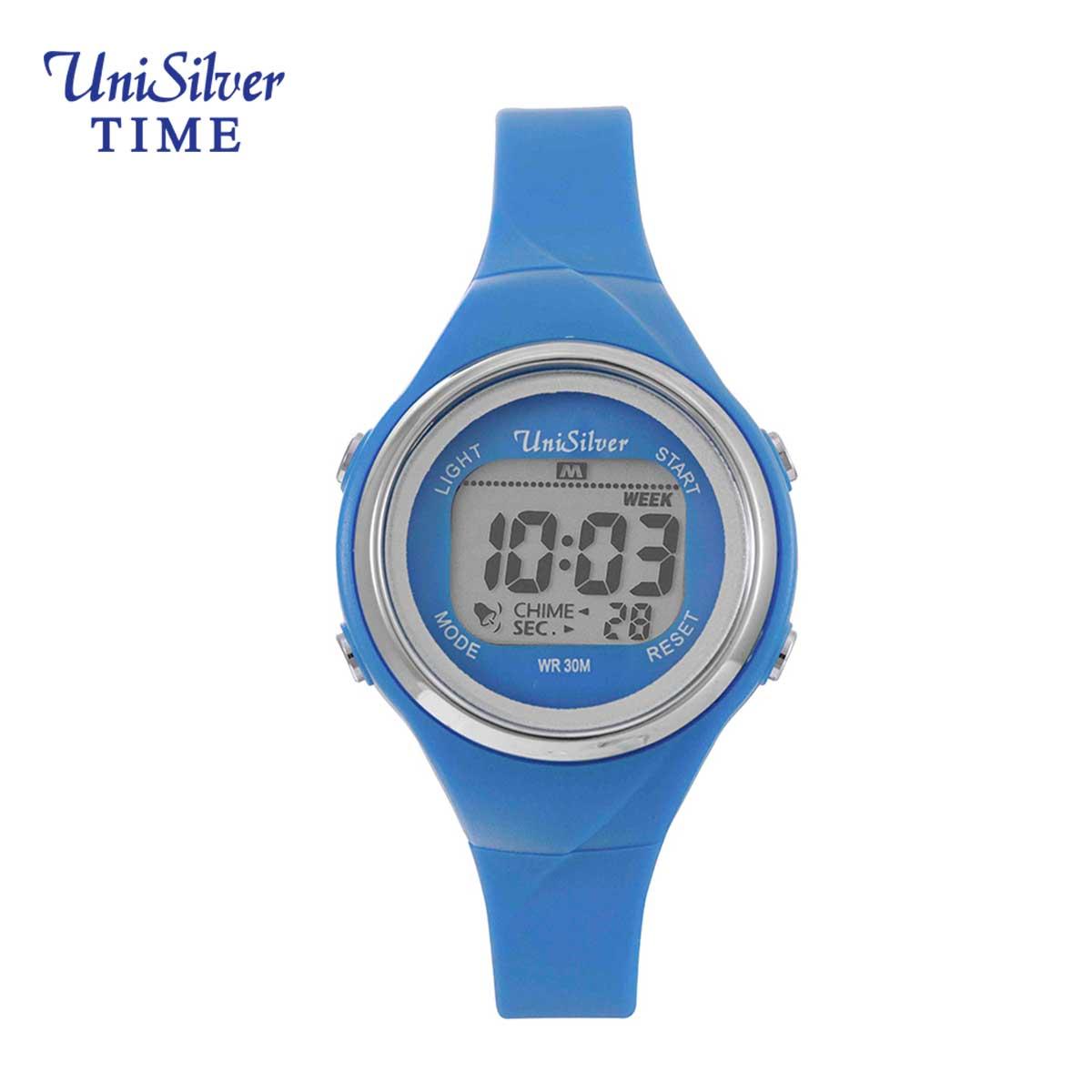 UniSilver TIME Xylphia Women's Light Blue Digital Rubber Strap Watch ...