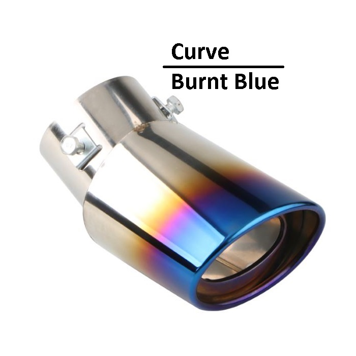 EMERISON Universal Car Auto Burnt Blue/Silver Straight Curved Exhaust ...