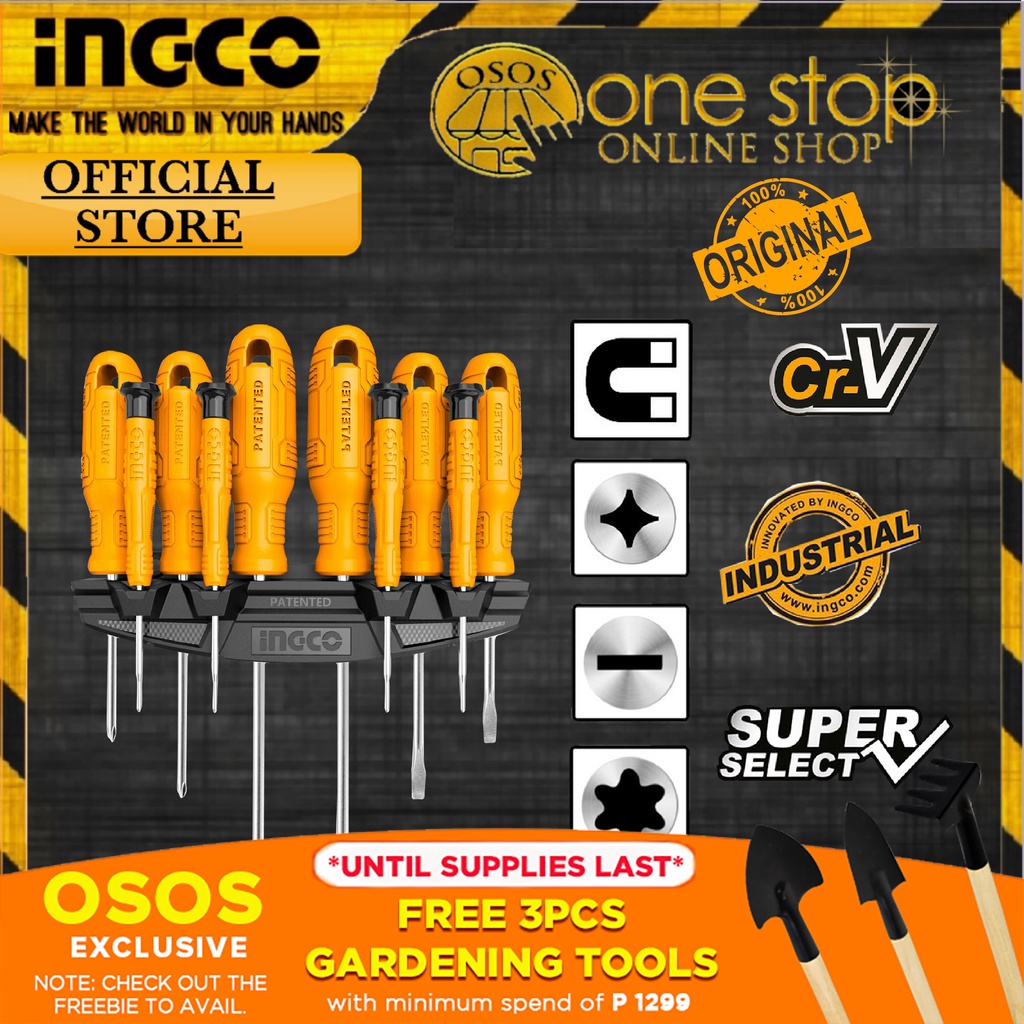 Ingco Tools Original 10PCS Screwdriver and Precision Screwdriver Set (SS) HKSD1058 •OSOS ...