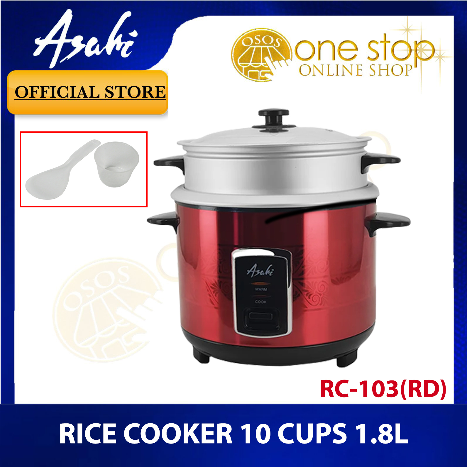 Asahi Original Automatic Rice Cooker 10 Cups 1.8L Straight Type with ...