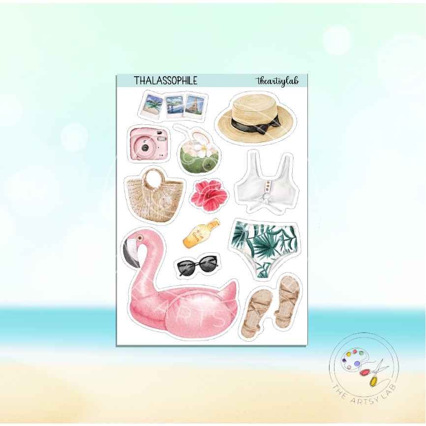 Thalassophile | Summer Beach Sticker Sheet | Kiss cut | BUJO | Journal ...