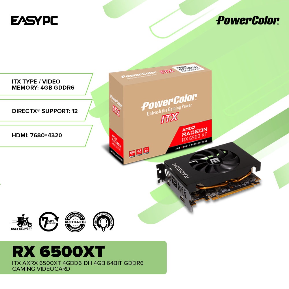 EasyPC | PowerColor RX 6500xt ITX AXRX-6500XT-4GBD6-DH / Rx 6500xt Fighter AXRX-6500XT-4GBD6-DH ...